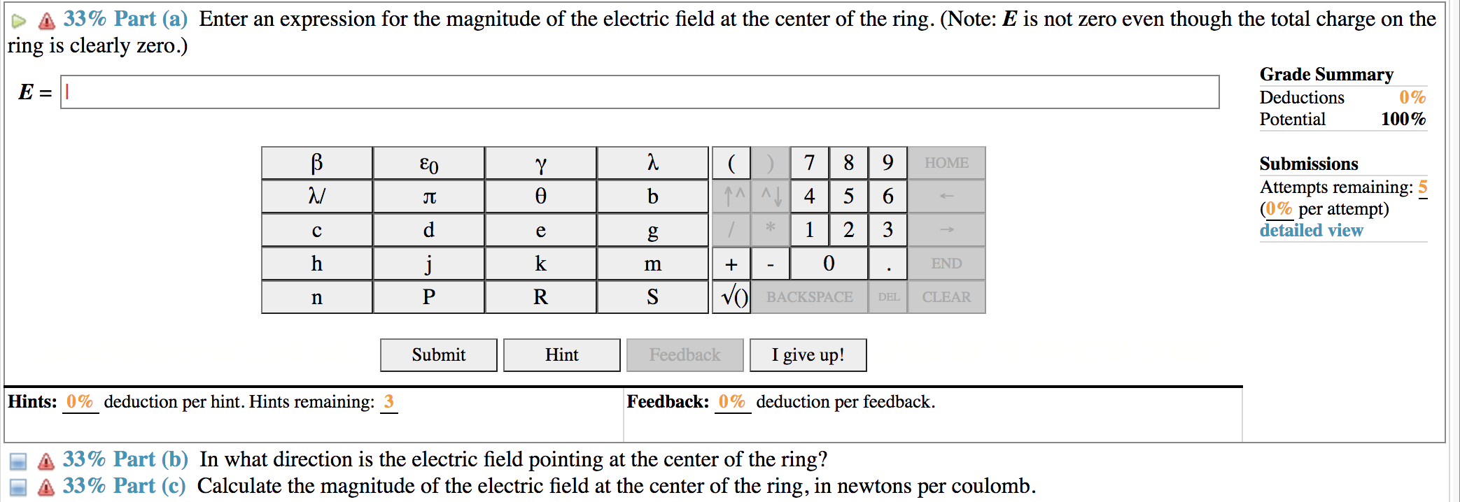 Solved (8\%) Problem 12: A thin plastic ring of radius | Chegg.com