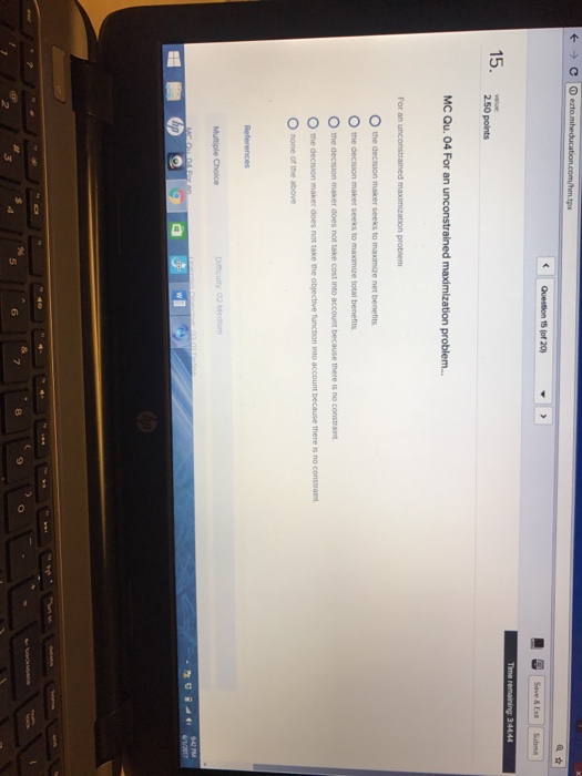 Solved For on unconstrained maximization problem the | Chegg.com