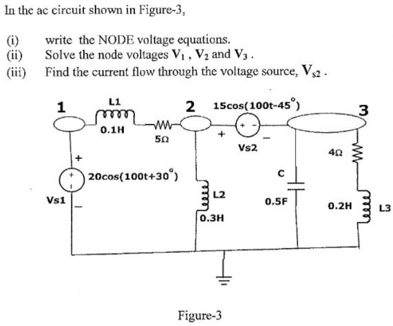Solved In the ac circuit shown in Figure-3, (i) write the | Chegg.com