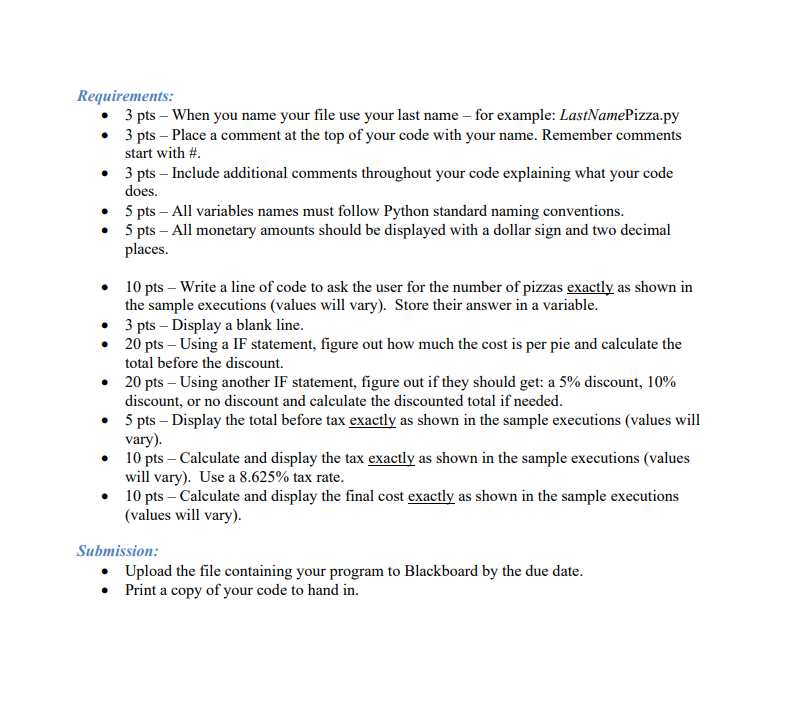 Solved CSC 104 - Pizza Homework This assignment is to be | Chegg.com