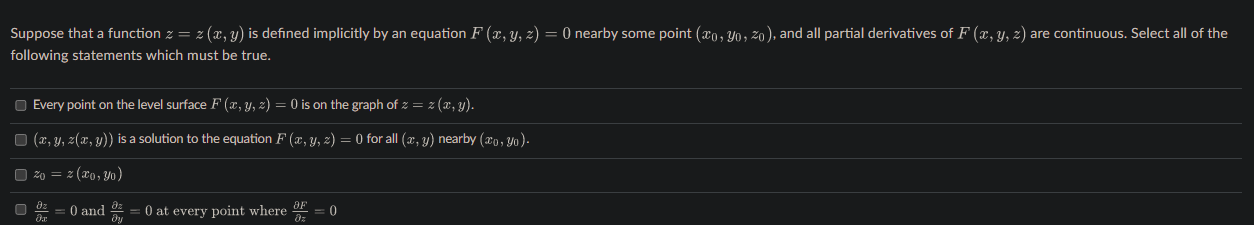 Solved Suppose that a function z=z(x,y) is defined | Chegg.com