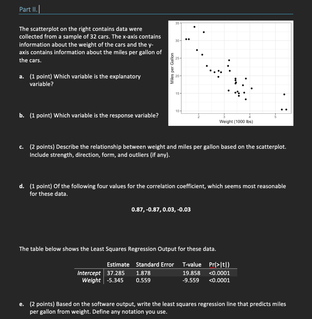 Solved Use the following data set to answer the Part I | Chegg.com