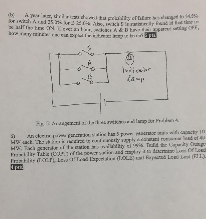 Solved 5) Three switches, namely S, A & B control a single | Chegg.com