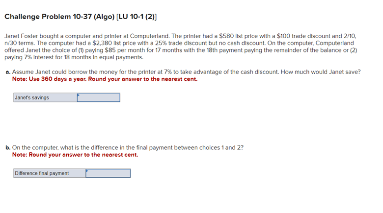 Solved Janet Foster bought a computer and printer at | Chegg.com