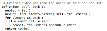 Solved # Creates a new set from the union of this set and | Chegg.com