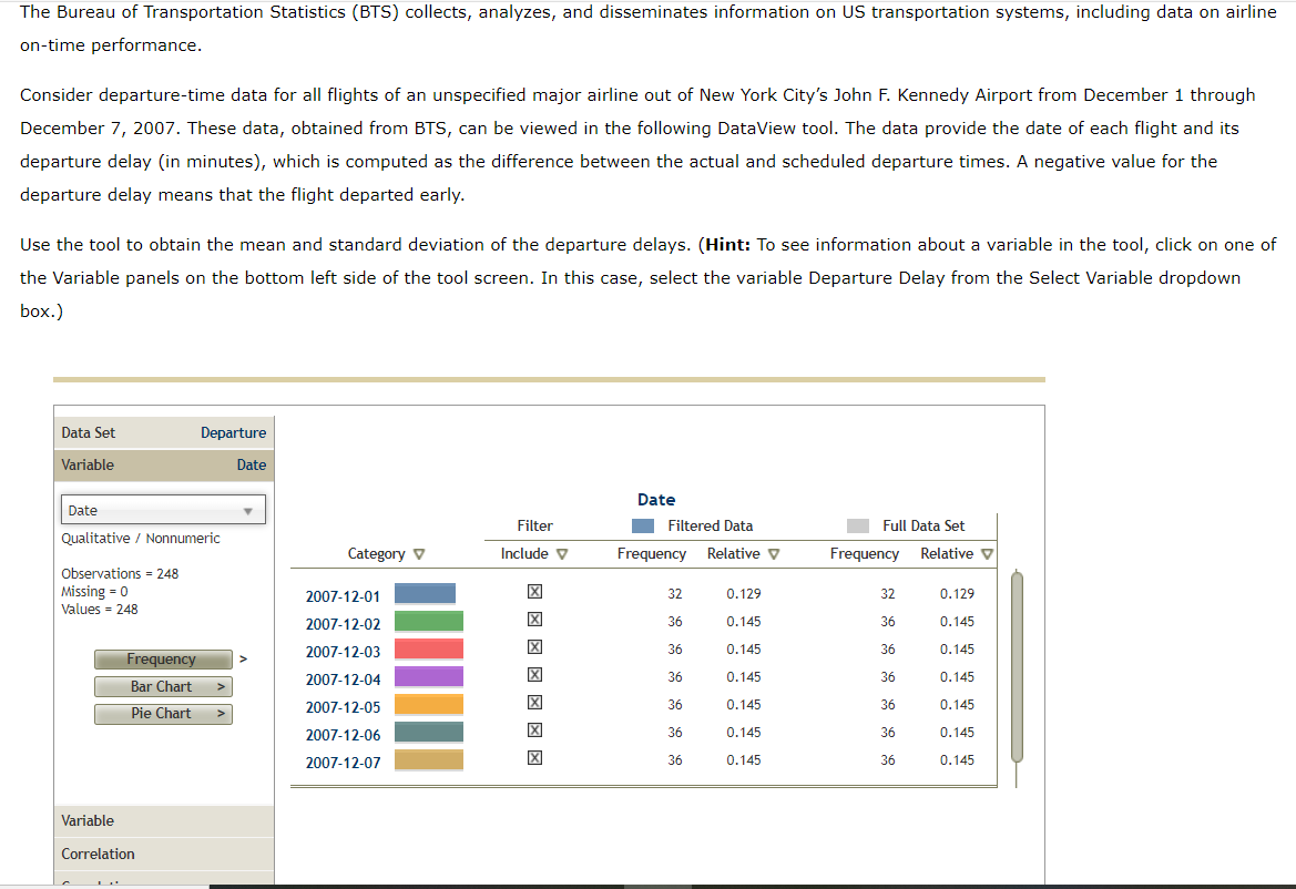 Solved Data Set Departure Sample Variables = 2 Observations | Chegg.com