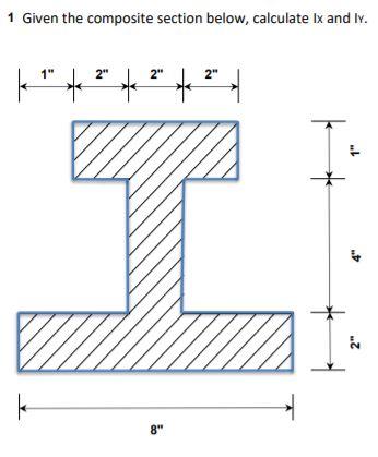 Solved 1 Given the composite section below, calculate Ix and | Chegg.com
