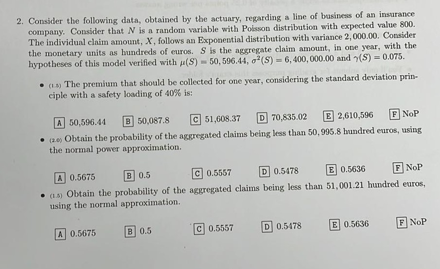 Solved Consider that N, ﻿the number of claims, is a random | Chegg.com
