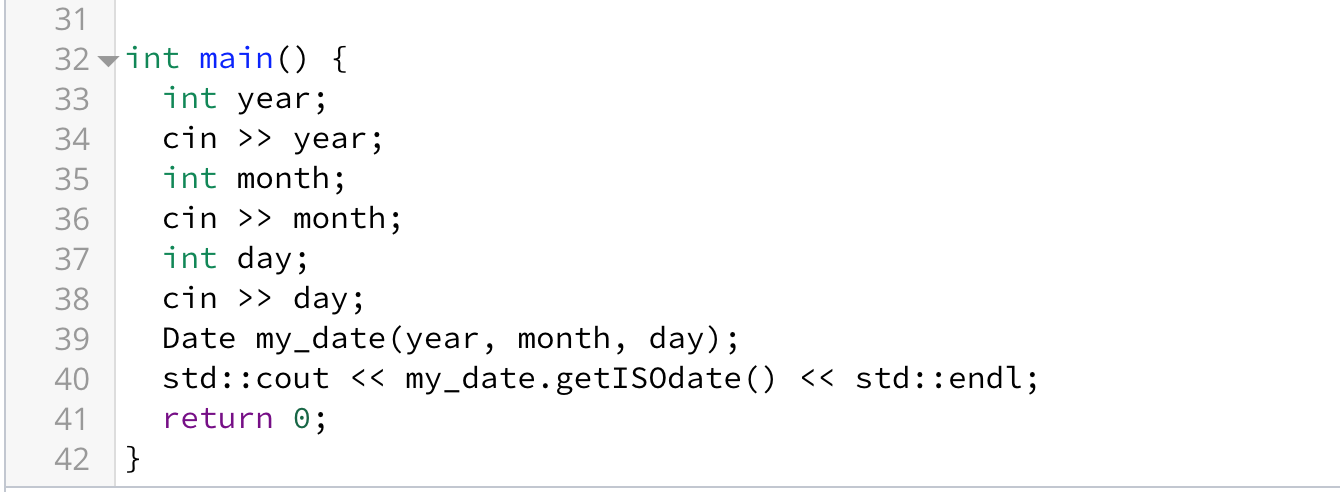 Solved Add a method to get the date in ISO format YYYY-MM-DD | Chegg.com