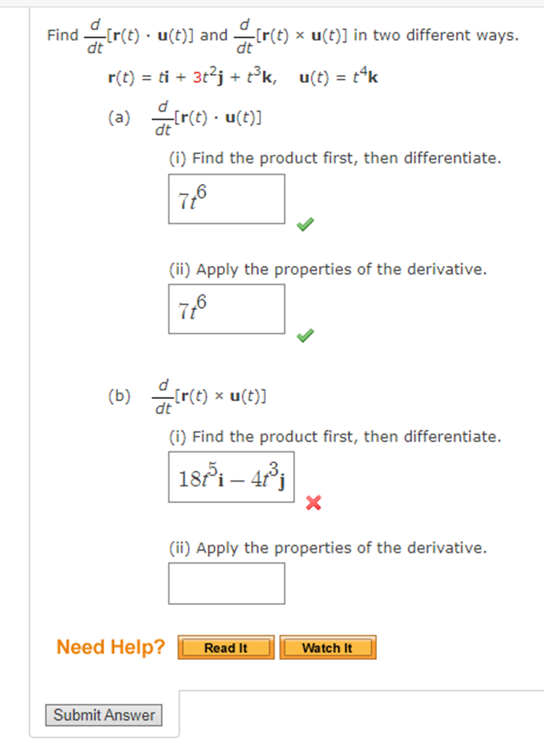 Solved Find Dtd[r T ⋅u T ] And Dtd[r T ×u T ] In Two