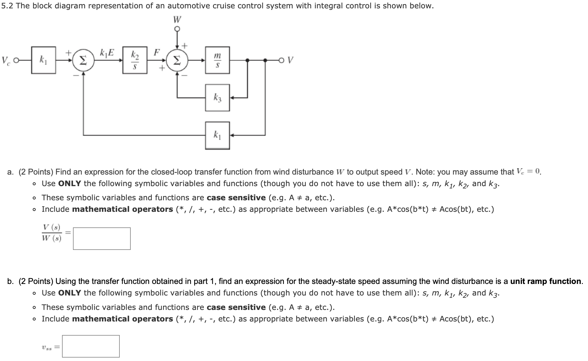 Solved The block diagram representation of an automotive | Chegg.com