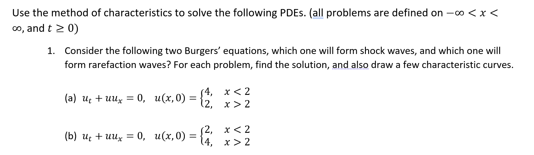 the method of characteristics to solve the following | Chegg.com