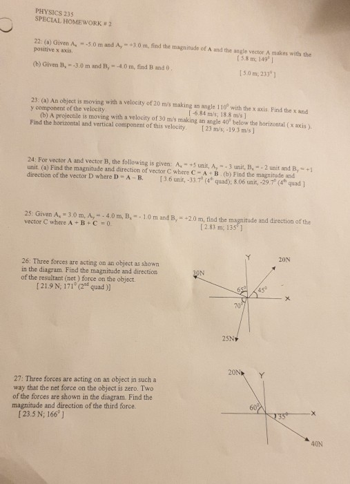 Solved PHYSICS 235 SPECIAL HOMEWORK #2 22: Given A-50 mand A | Chegg.com