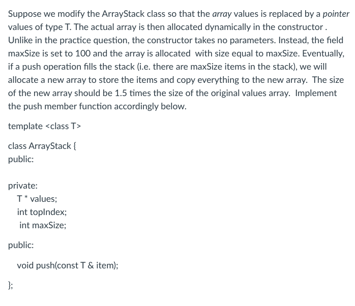 Solved C++ Code: template class | Chegg.com