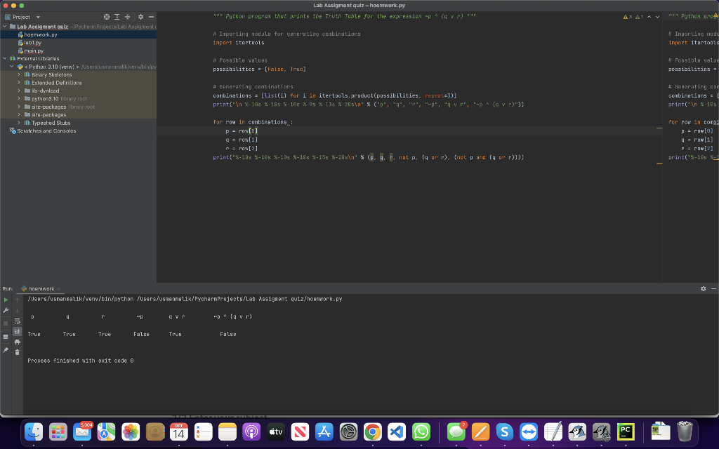 Solved Write a Python program that prints the truth table | Chegg.com