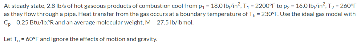 Solved At steady state, 2.8lb/s of hot gaseous products of | Chegg.com