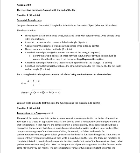 Solved Assignment 9. There are two questions. So read until | Chegg.com