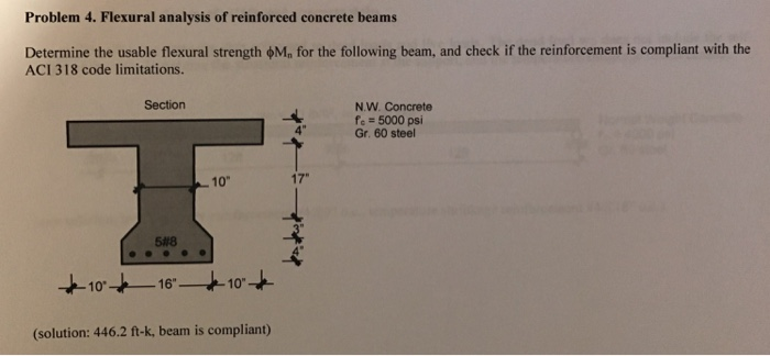 Solved Problem 4. Flexural analysis of reinforced concrete | Chegg.com