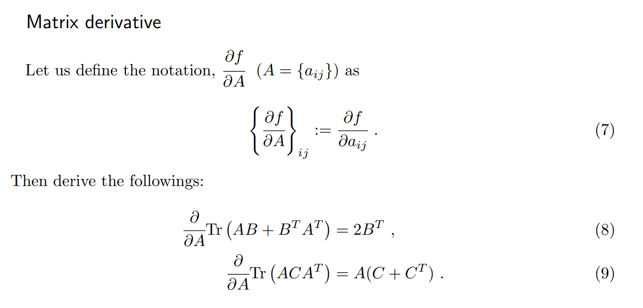 Solved Matrix derivative Let us define the notation, | Chegg.com