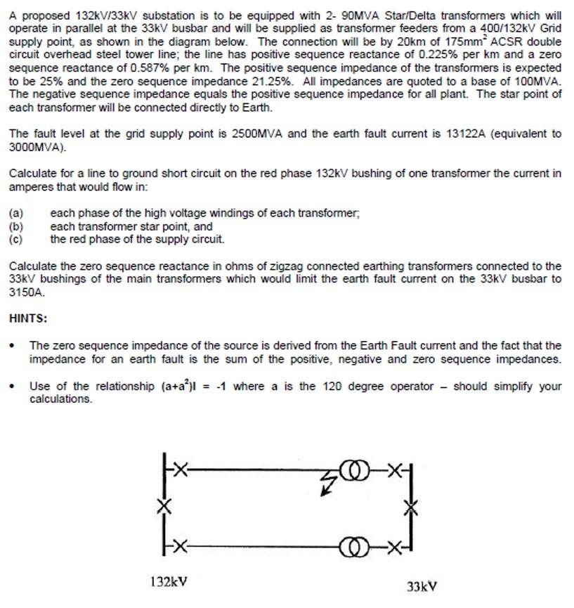 Solved A proposed 132kV/33kV substation is to be equipped | Chegg.com