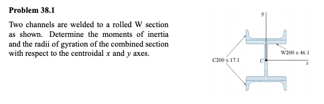 Solved Problem 38.1 Two channels are welded to a rolled W | Chegg.com