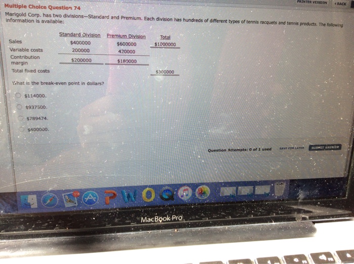 Solved PRİNTER VERSION BACK Multiple Choice question 74 | Chegg.com