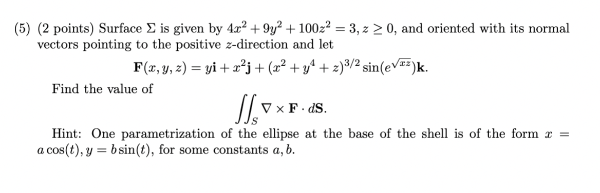 Solved 5) (2 points) Surface Σ is given by | Chegg.com