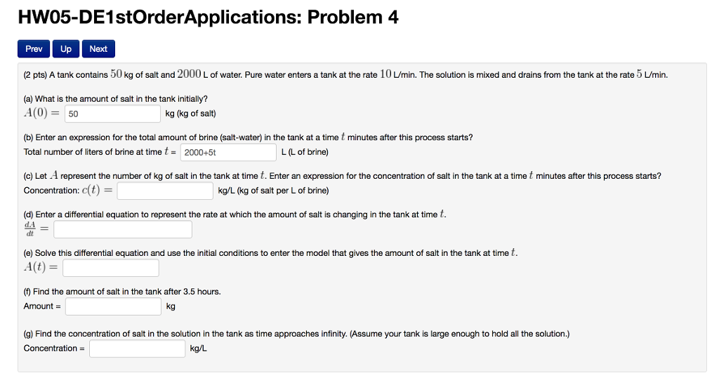 Solved HW05-DE1stOrderApplications: Problem 4 Prev Up Next | Chegg.com