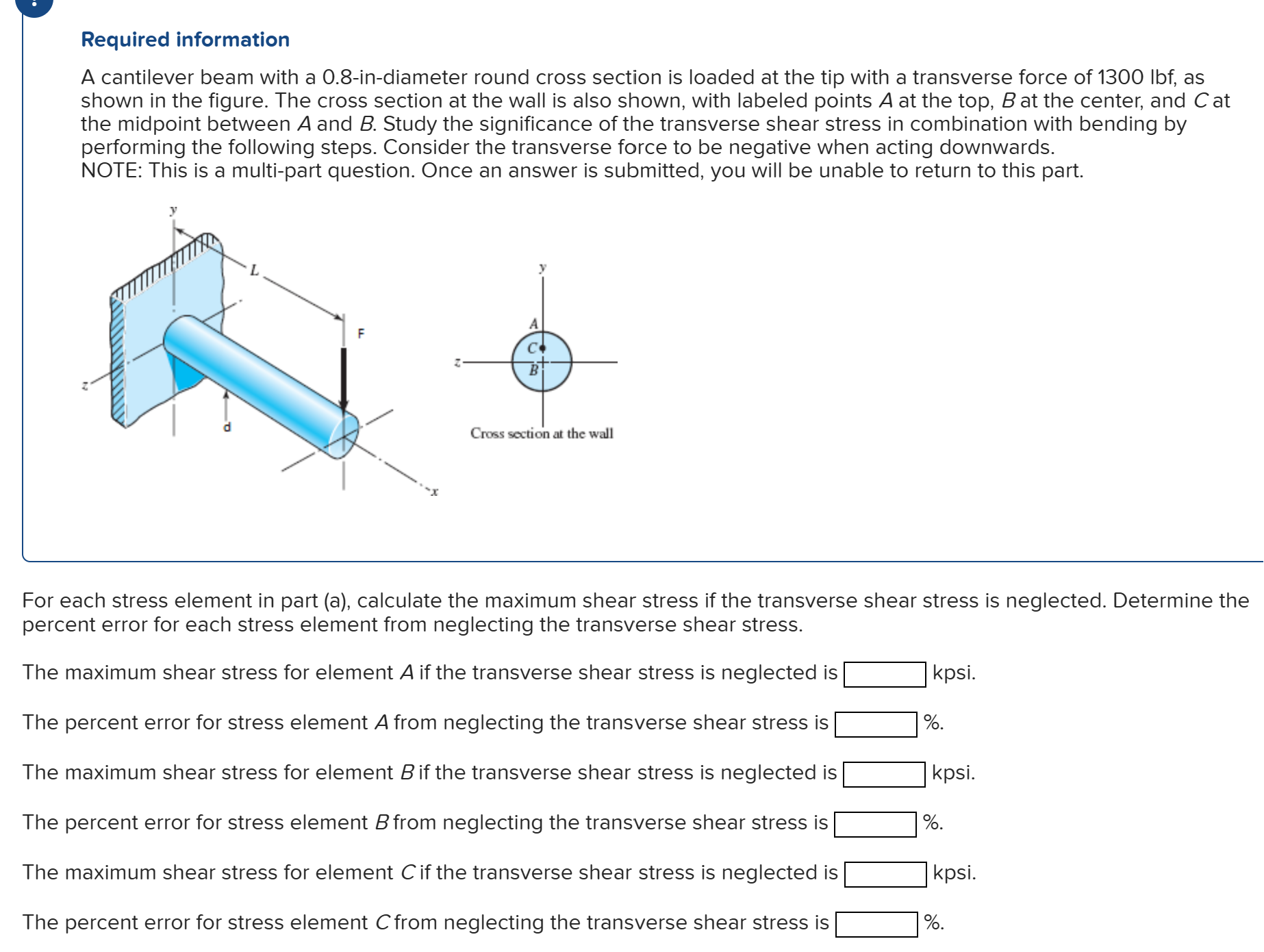 Solved For each stress element in part (a), ﻿calculate the | Chegg.com