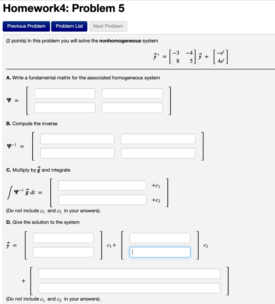 Solved Homework4: Problem 5 Previous Problem Problem List | Chegg.com