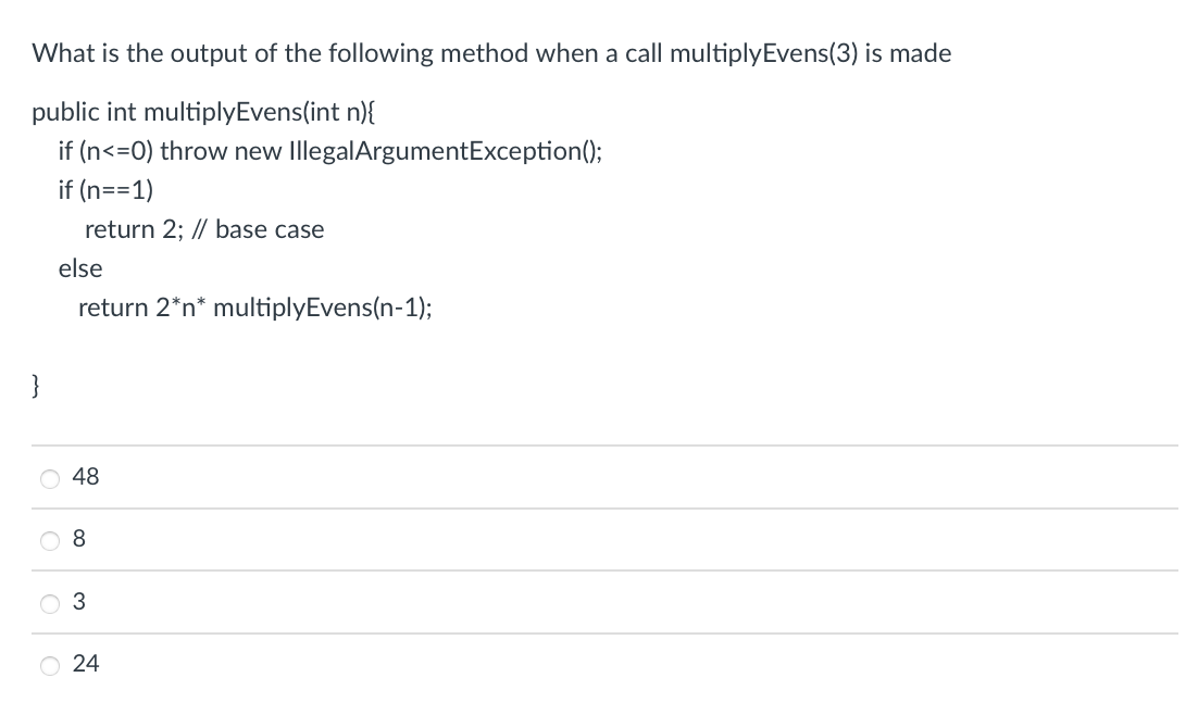 Solved What is the output of the following method when a | Chegg.com