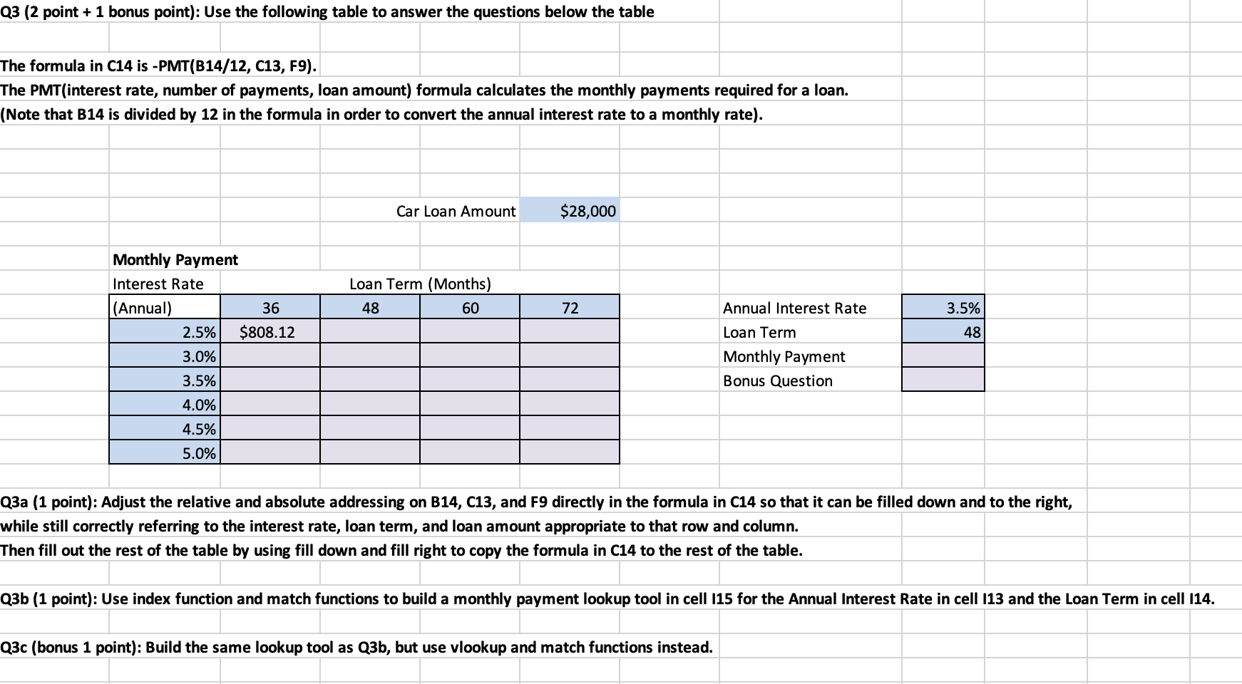Q3 ( 2 point +1 bonus point): Use the following table | Chegg.com