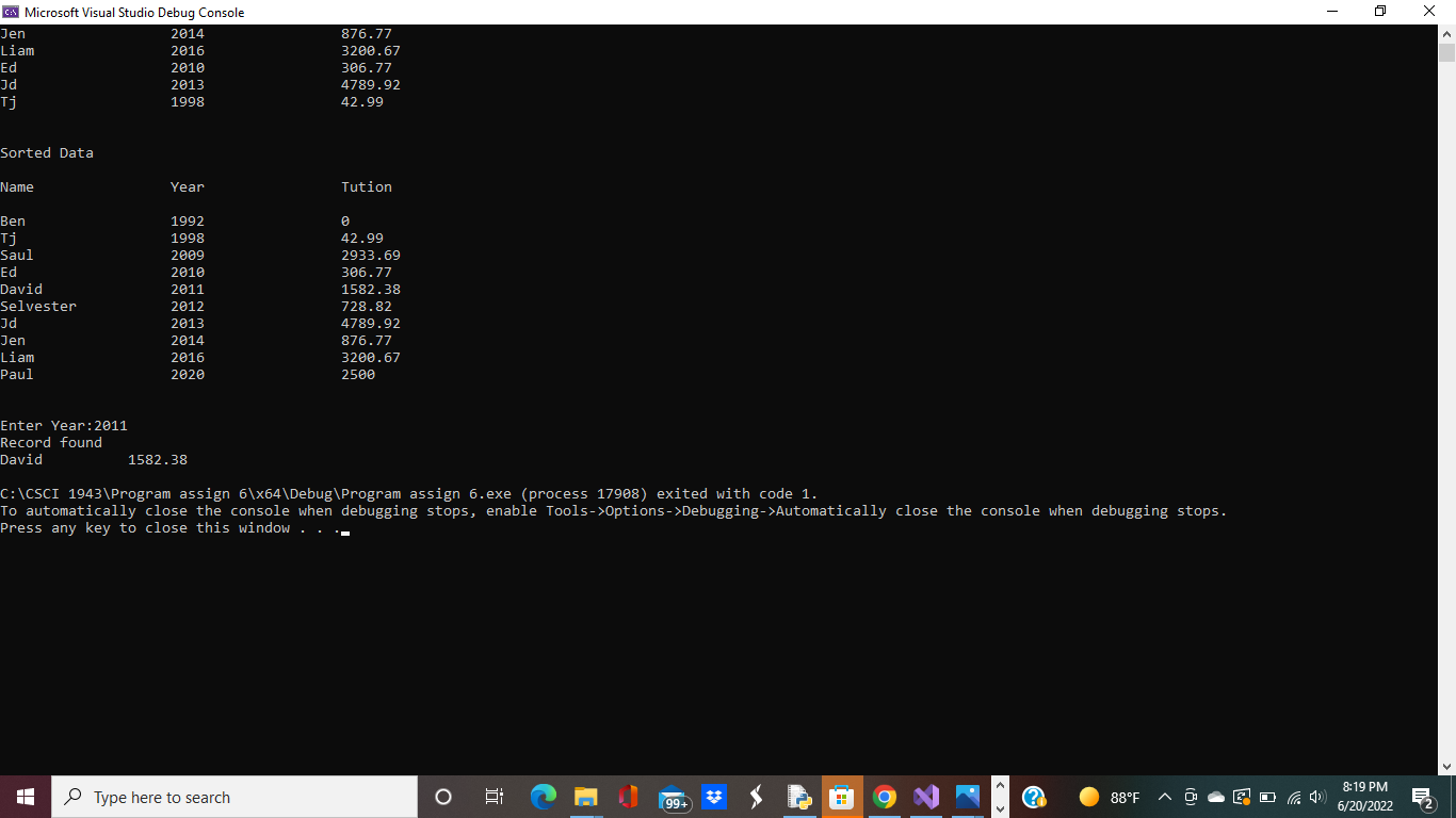 Solved Need program to ask for a year and search the program | Chegg.com