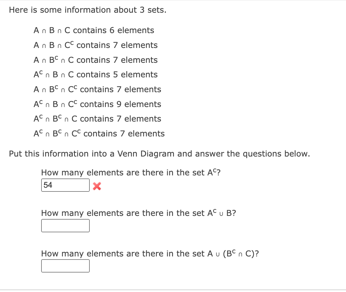 Solved Here is some information about 3 sets. A∩B∩C contains | Chegg.com