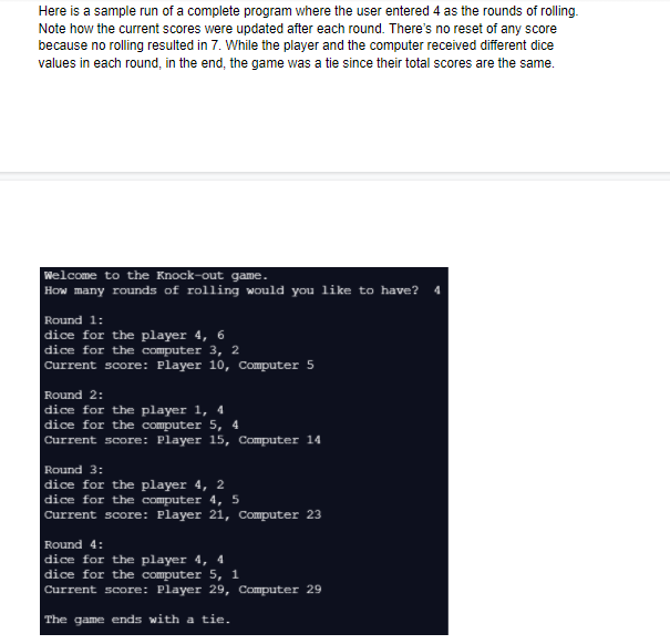 Solved Part I Knock-out Game KNOCK-OUT a thrilling dice game | Chegg.com