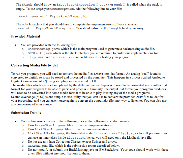 Solved The goal of this project is to write your own Stack | Chegg.com