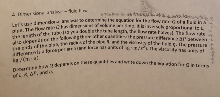 Solved 4. Dimensional analysis-fluid flow Let's use | Chegg.com