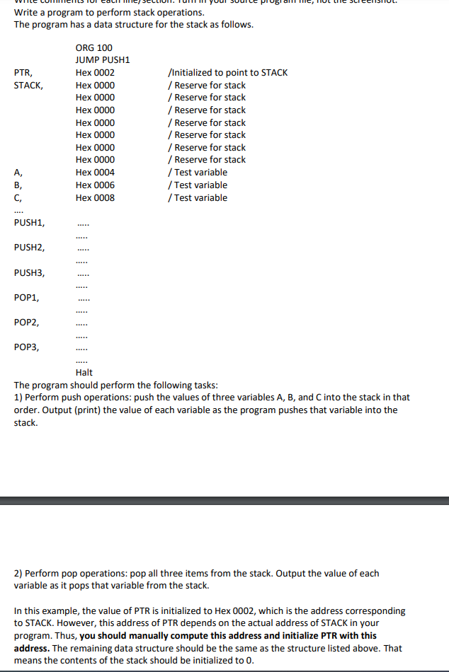 Solved Write a program to perform stack operations. The | Chegg.com