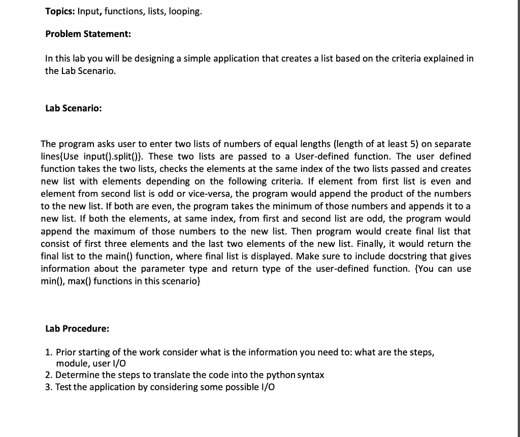 Solved Topics Input Functions Lists Looping Problem 
