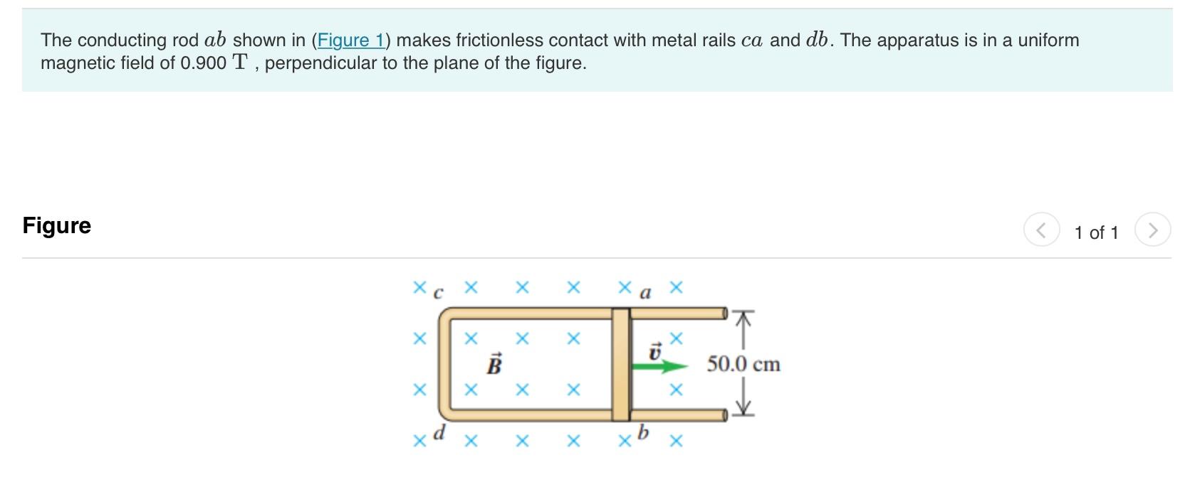 Solved The conducting rod ab shown in makes frictionless | Chegg.com