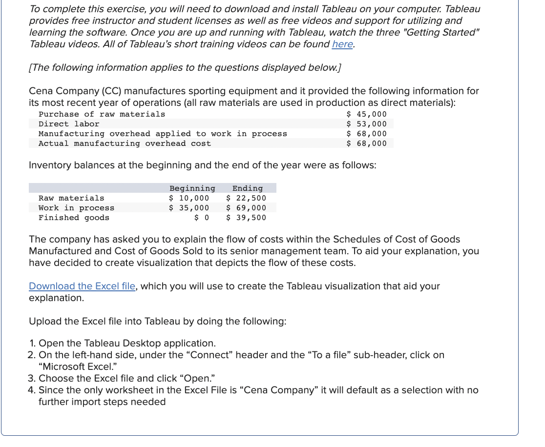 Solved To complete this exercise, you will need to download | Chegg.com