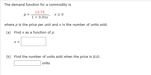 Solved The demand function for a commodity is | Chegg.com
