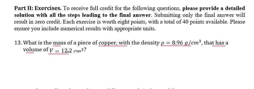 Solved Part II: Exercises. To receive full credit for the | Chegg.com