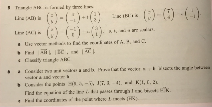 Solved 5 Triangle ABC is formed by three lines: Line (AB) is | Chegg.com
