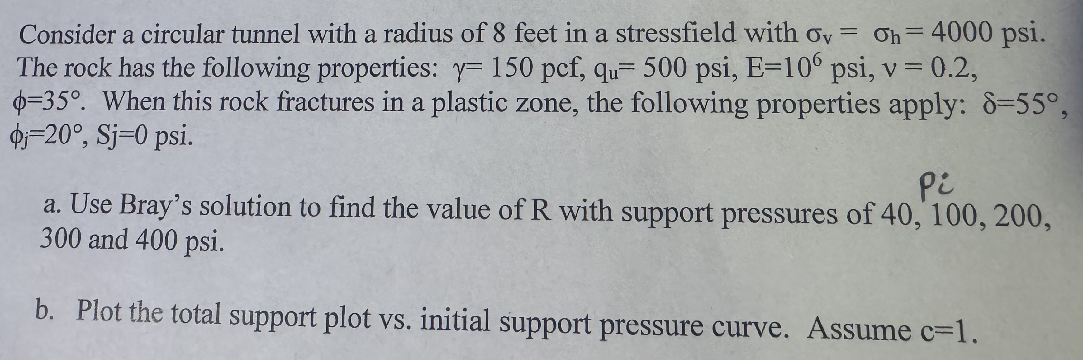 Solved Consider a circular tunnel with a radius of 8 ﻿feet | Chegg.com