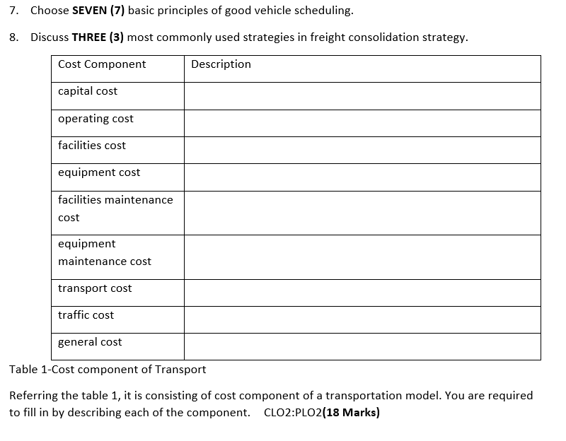 Solved 7. Choose SEVEN (7) basic principles of good vehicle | Chegg.com
