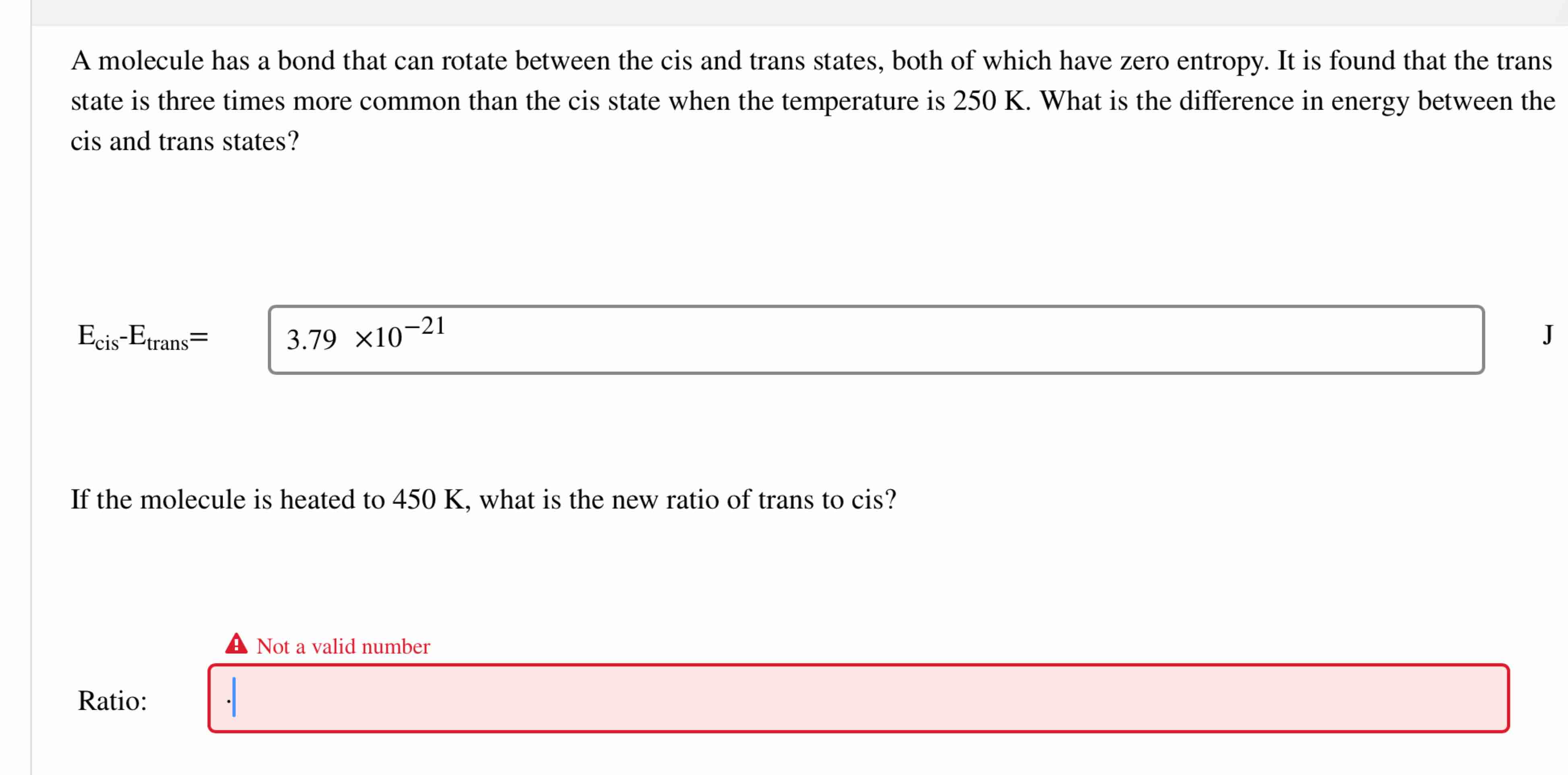 Solved A molecule has a bond that can rotate between the cis | Chegg.com