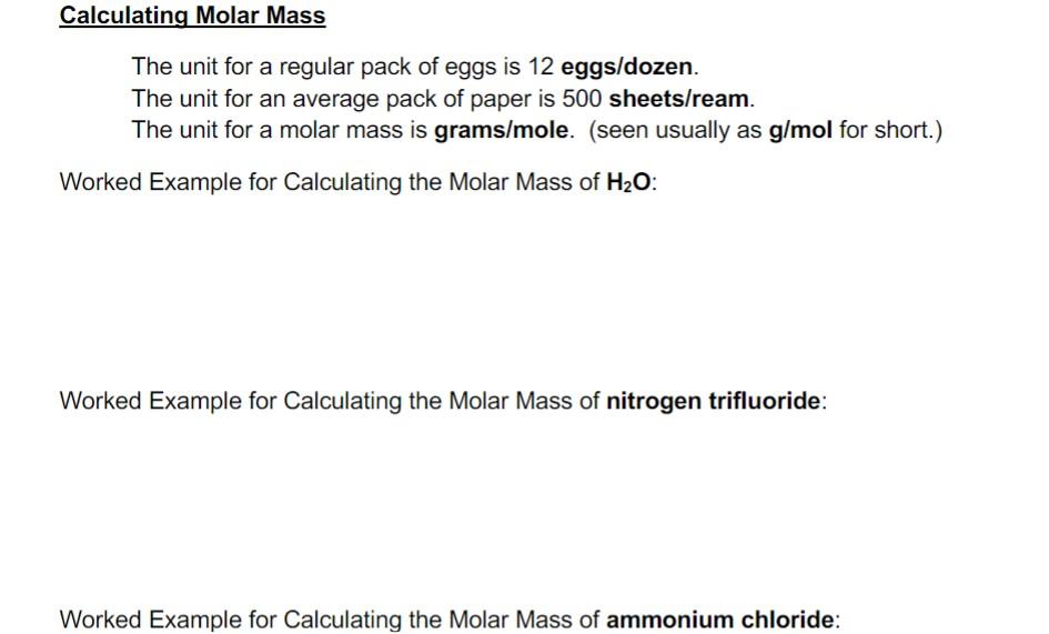 Solved The Mole \& Avogadro's Number 1 mole of ANYTHING | Chegg.com