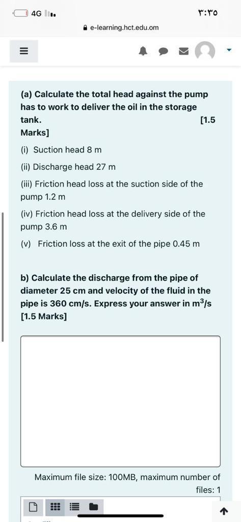 Solved 4G 11 ۳:۳۵ e-learning.hct.edu.om = (a) Calculate the | Chegg.com