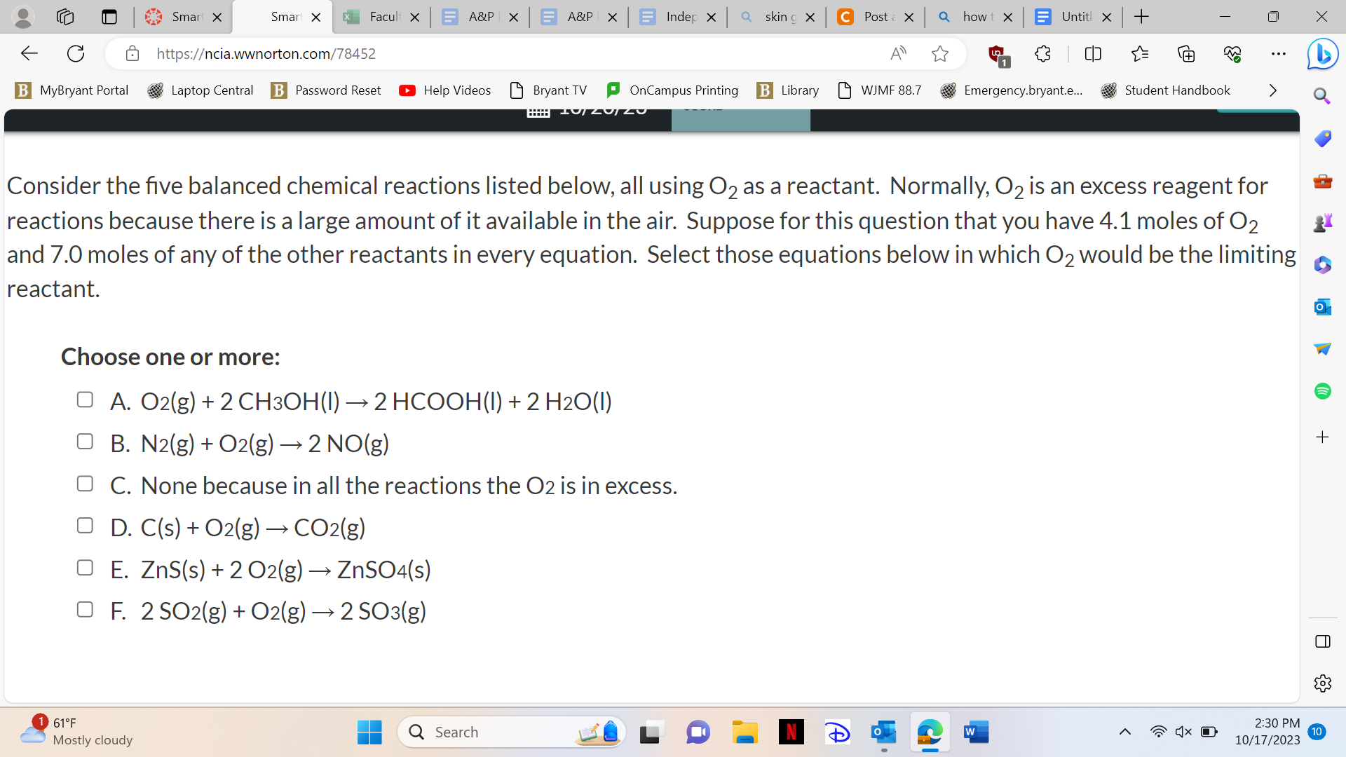 Solved Consider the five balanced chemical reactions listed | Chegg.com